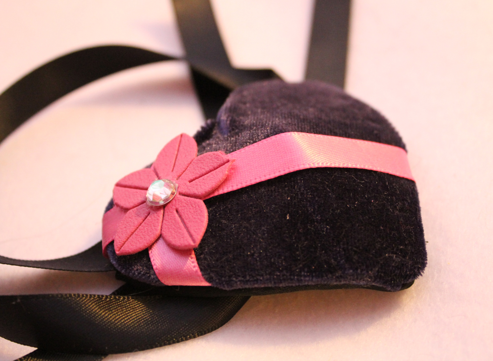 Purple Velvet Heart Eyepatch Eye Patch Pink Satin Ribbon Pink Flower ...